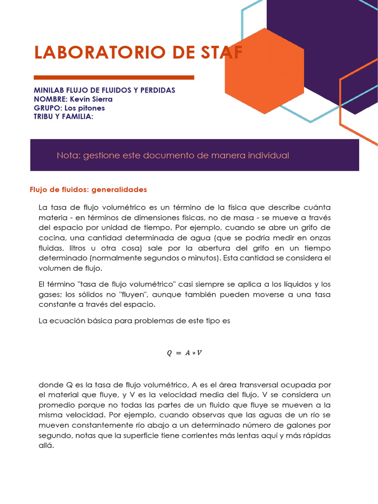 Minilab 3er componente parte 1 Kevin Sierra | PDF | Flujo | Numero Reynolds