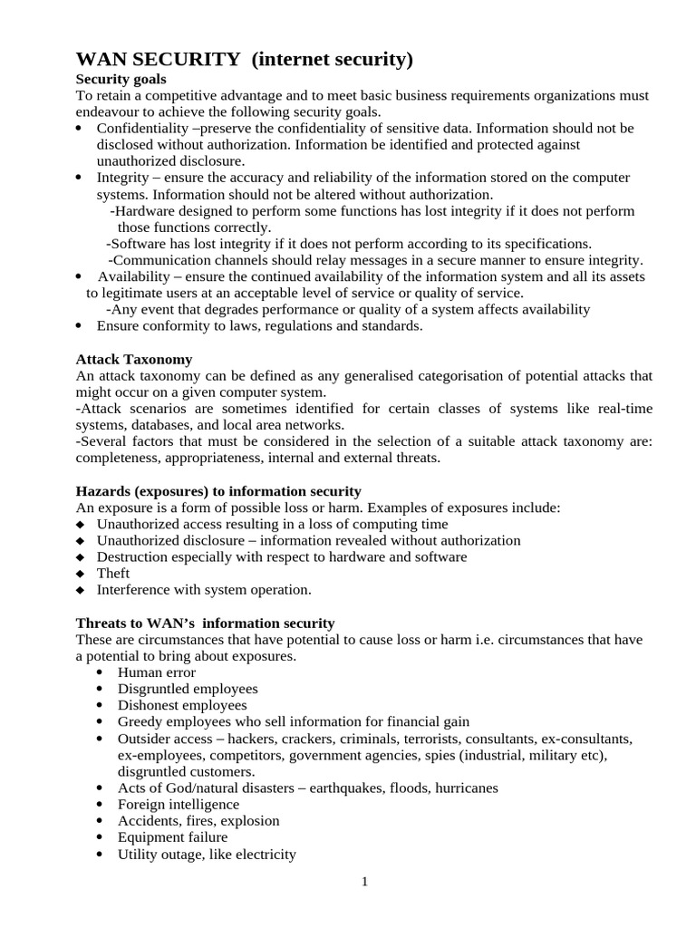 WAN Security: Goals and Threats Analysis | PDF | Key (Cryptography ...