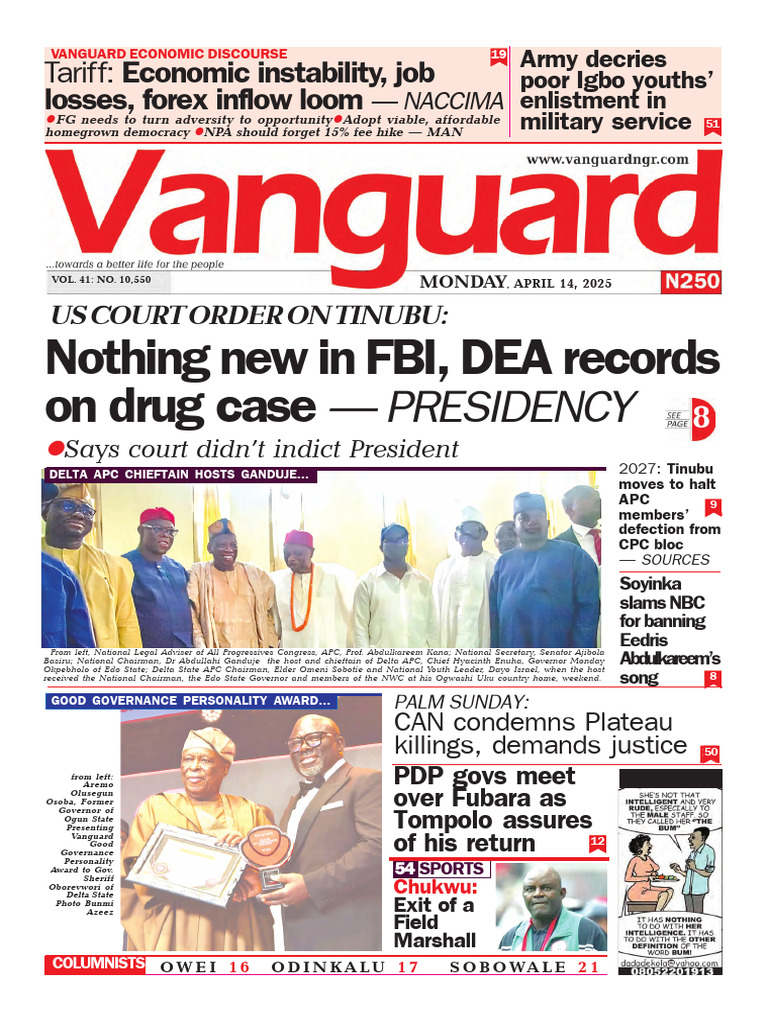 Vanguard 14th April 2025 | PDF | Boko Haram | World Politics