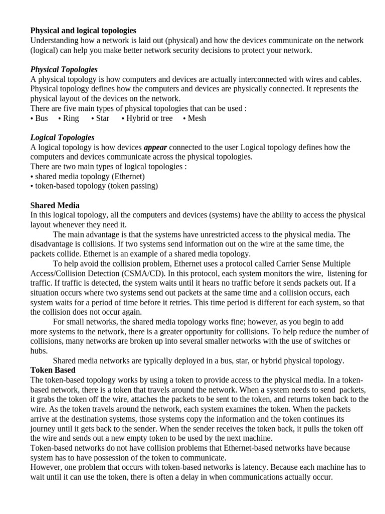 Physical Logical Topologies | PDF | Network Topology | Computer Network