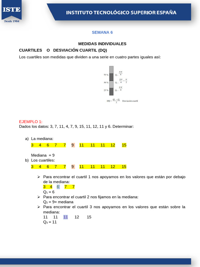 S7 - CD. Cuartiles-D-P | PDF | Mediana | Teoría de la estimación