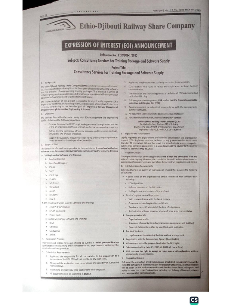 Expression of Interest (EOI) Announcement | PDF