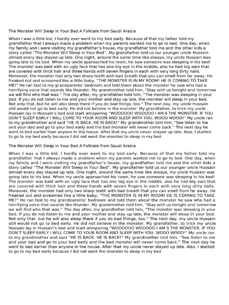 The Monster in Your Bed: A Folktale | PDF