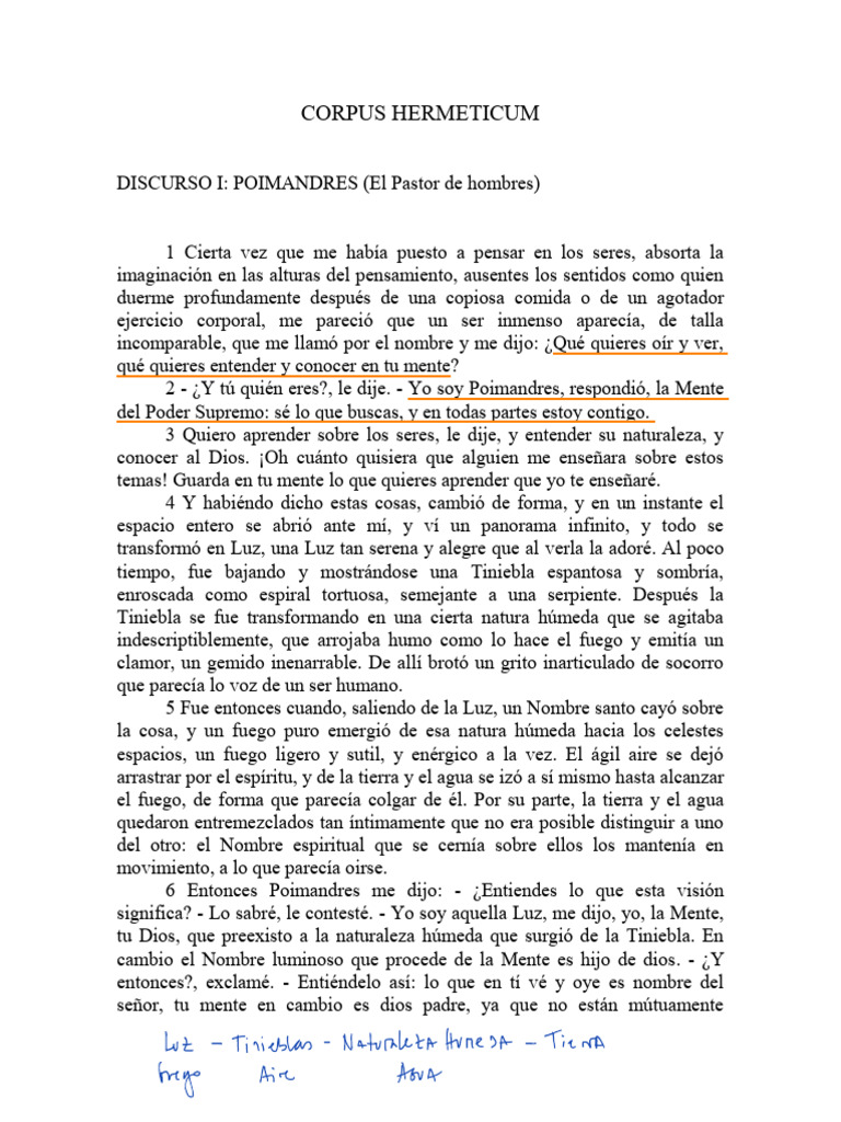 Corpus Hermeticum Poimandres | PDF | Hermetismo