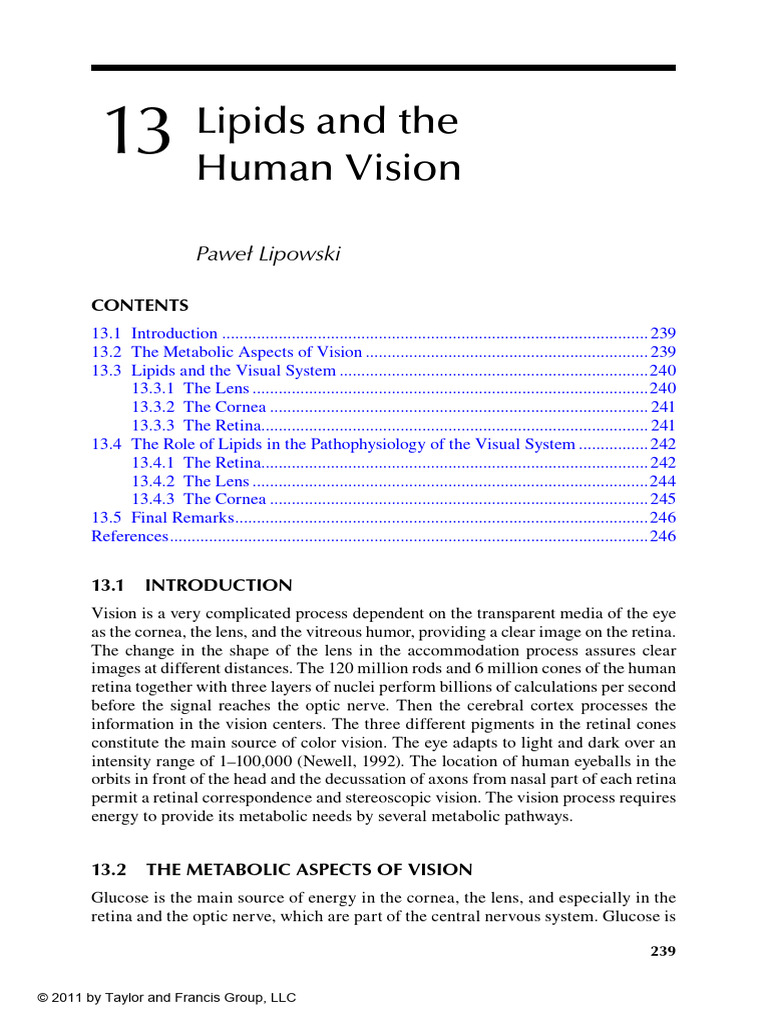 13 Lipids and the Human Vision | PDF | Visual System | Retina