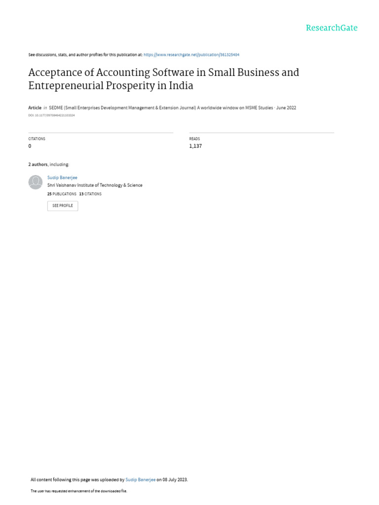 Acceptance of Accounting Software in Small Business and Entrepreneurial ...
