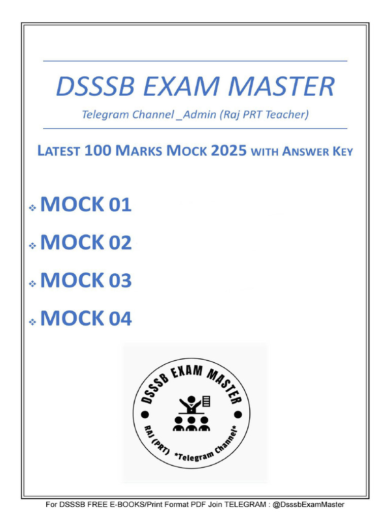 100 Marks 4 Mock Test TG - @DsssbExamMaster | PDF