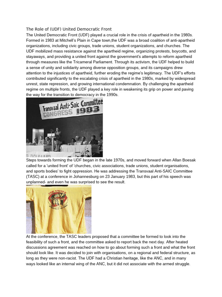 The Role of (UDF) United Democratic Front | PDF