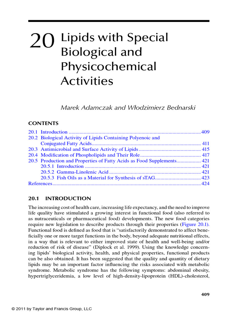 20 Lipids With Special Biological Activities | PDF | Lipid | Antimicrobial