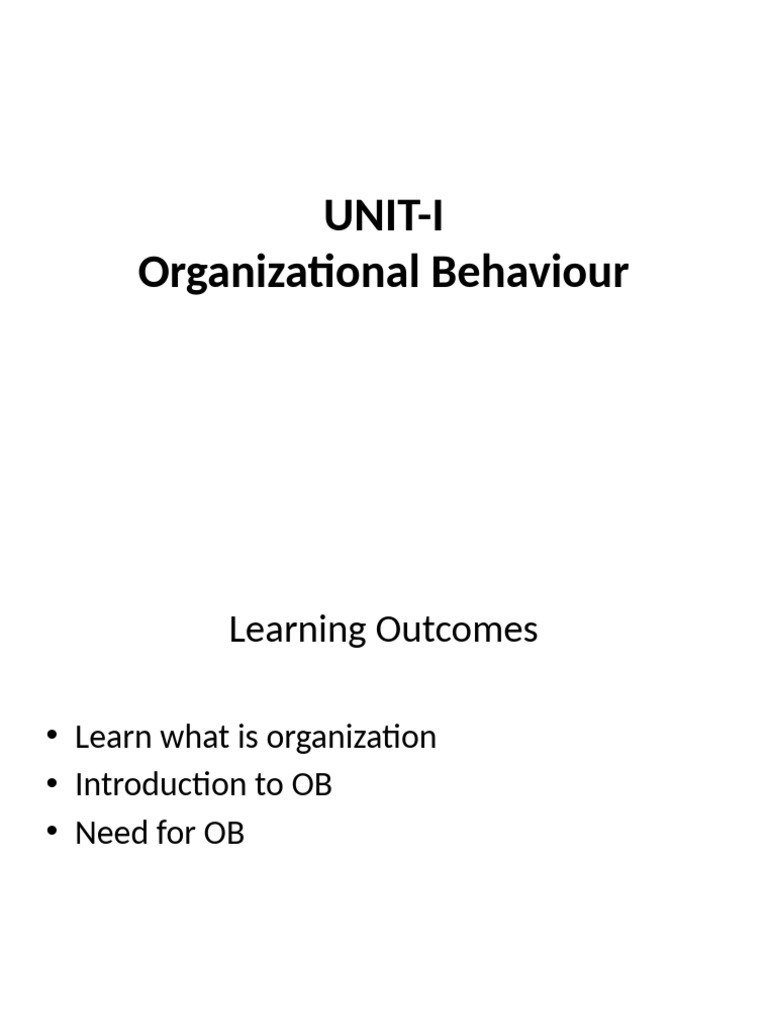 Introduction To OB | PDF | Organizational Behavior | Psychology