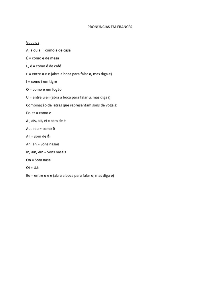 Guia de Pronúncias em Francês | PDF