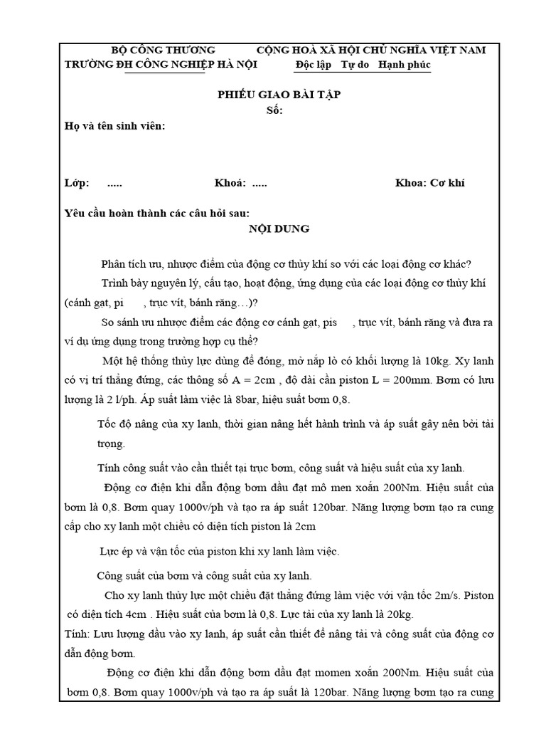 Phieu Giao Bai Tap 5 | PDF