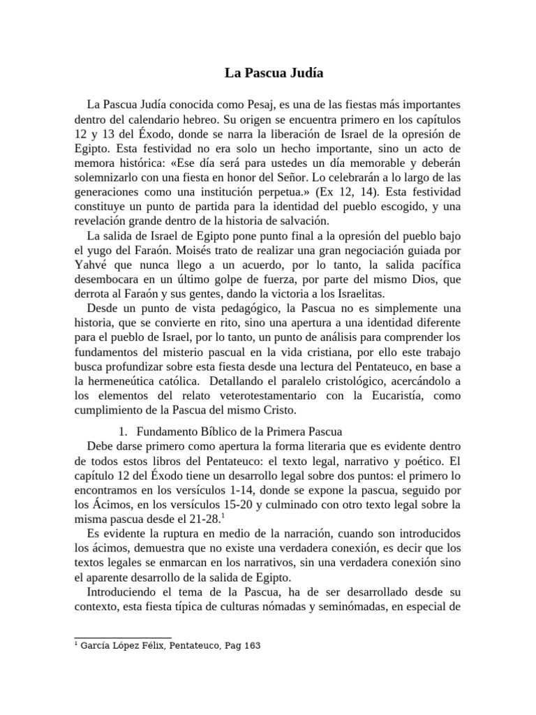 La Pascua Judía Conocida Como Pesaj | PDF | Pascua de Resurrección | Pascua