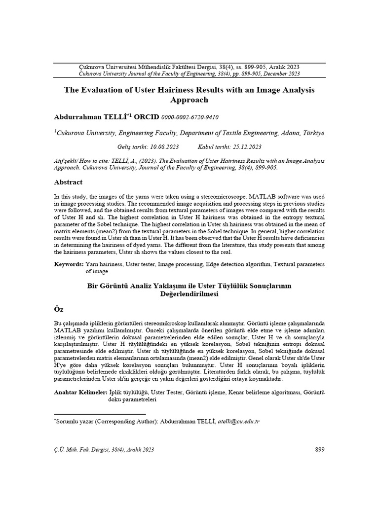 2023-The Evaluation of Uster Hairiness Results With An Image Analysis ...