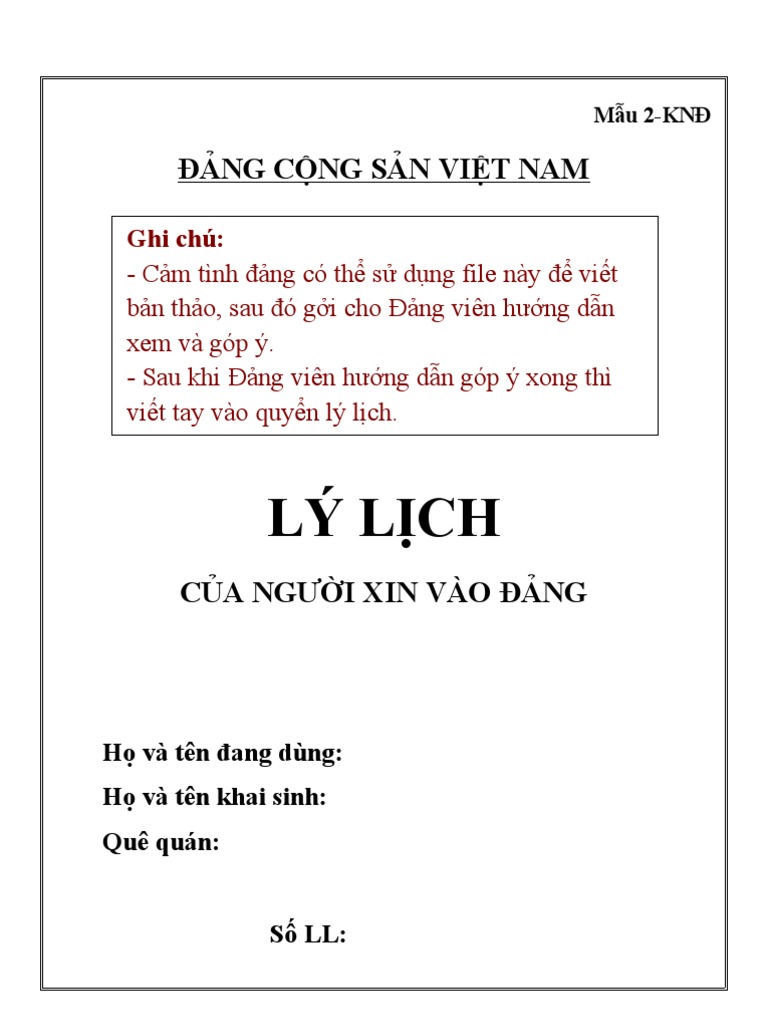 Mau 2-KND Ly Lich Cua Nguoi Xin Vao Dang | PDF