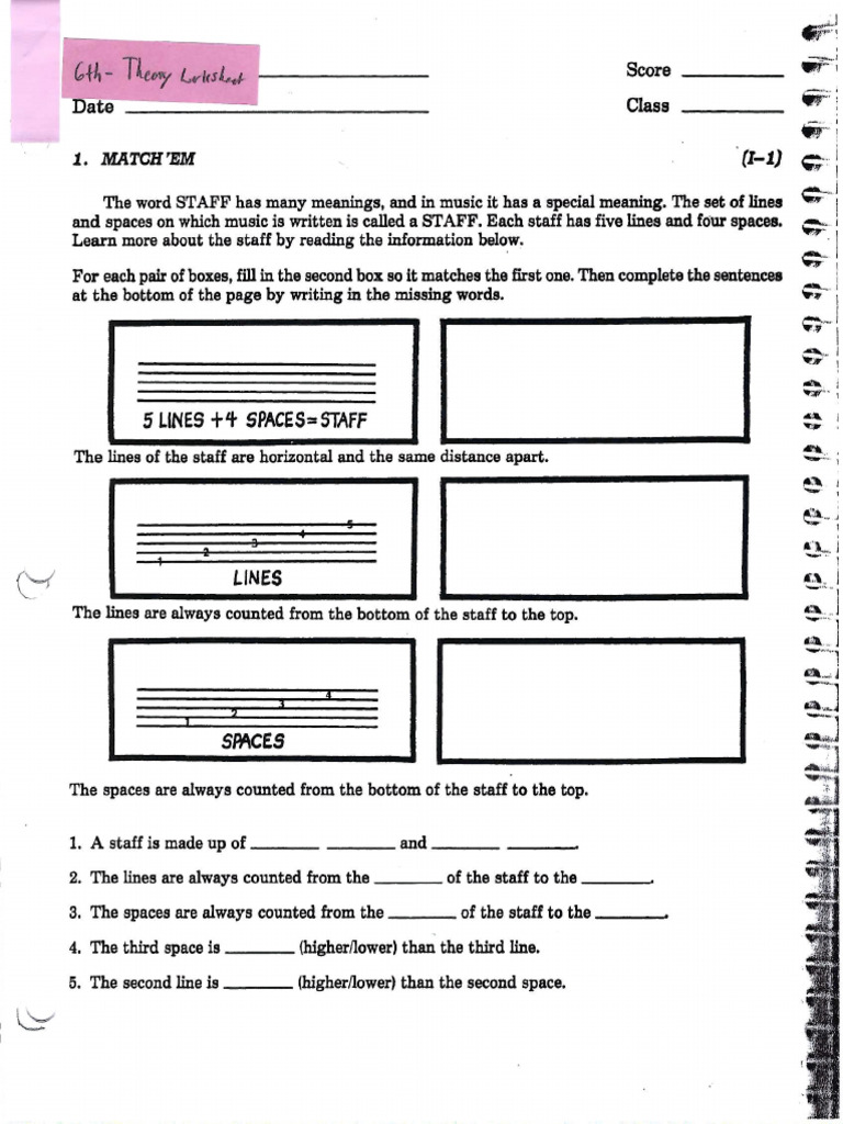 6th - Music Theory Worksheet | PDF