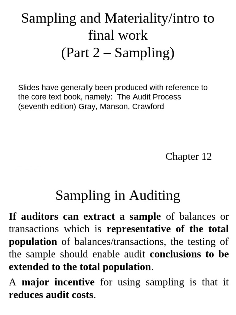 Sampling Materiality and Intro To Final - Session 7 Part 2 | PDF ...