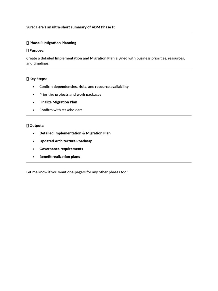 ADM Phase F: Migration Planning Guide | PDF