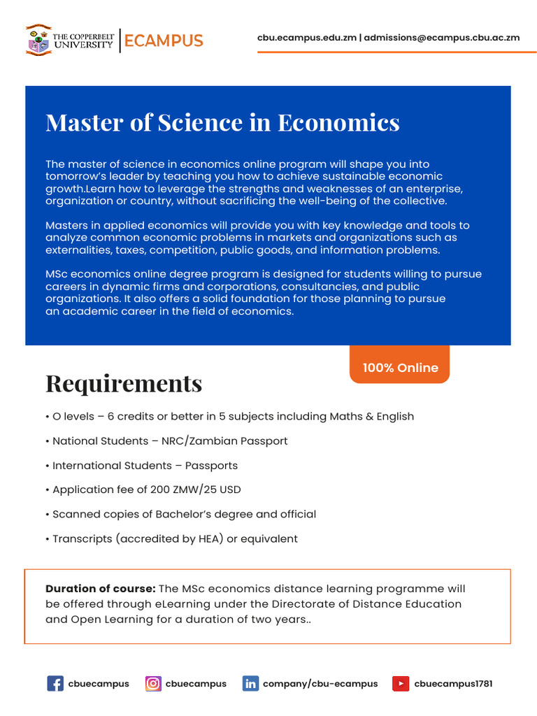 MSc Economics Distance Learning Program | PDF | Economics | Master Of ...
