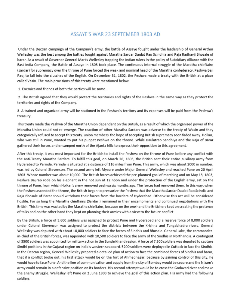 Battle of Assaye | PDF | Military