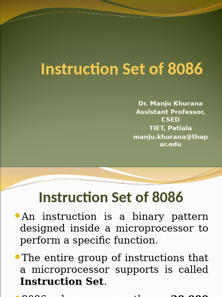 5th 11th Lecture Instruction Set of 8086 | PDF | Binary Coded Decimal | Division (Mathematics)