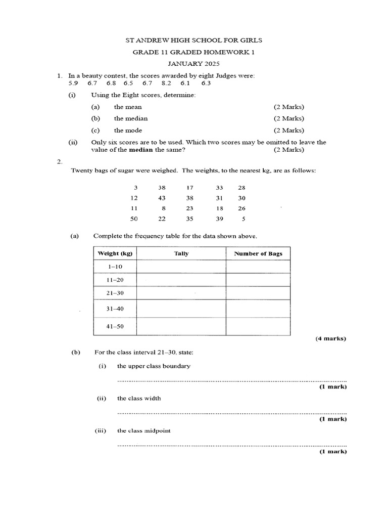 Grade 11 Homework 1 | PDF