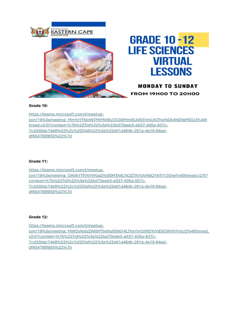 Life Sciences Virtual Lessons Invite | PDF