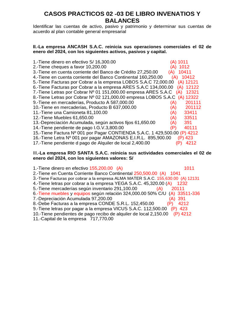 Caso Practico 02-03 Inventario y Balance | PDF | Business | Dinero