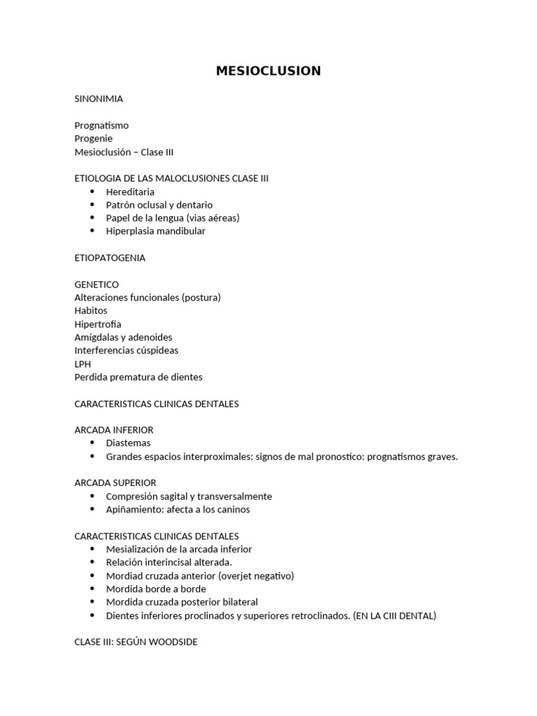 MESIOCLUSION - Clase III | PDF