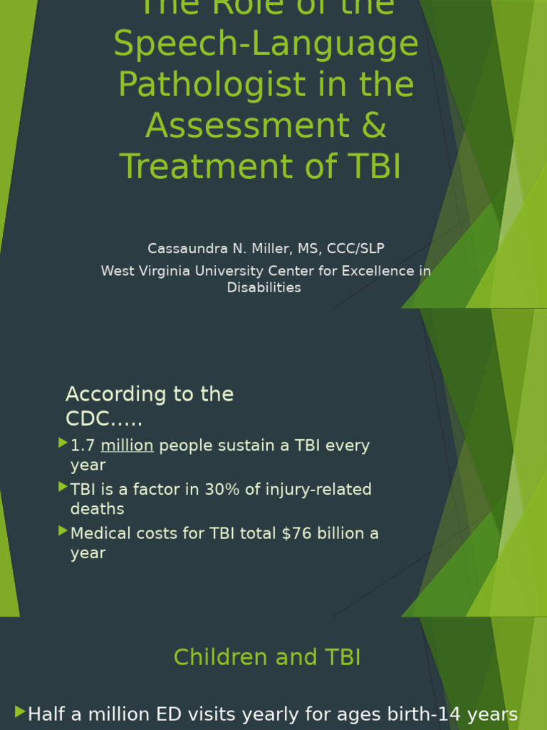 The Role of The SLP in Tbi Cassaundra Miller | PDF | Traumatic Brain Injury | Coma