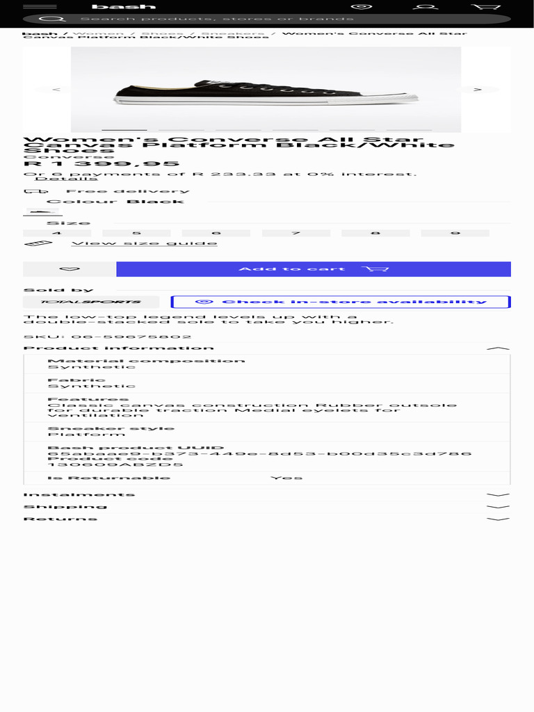 Women's Converse All Star Canvas Platform BlackWhite Shoes - Bash.com | PDF