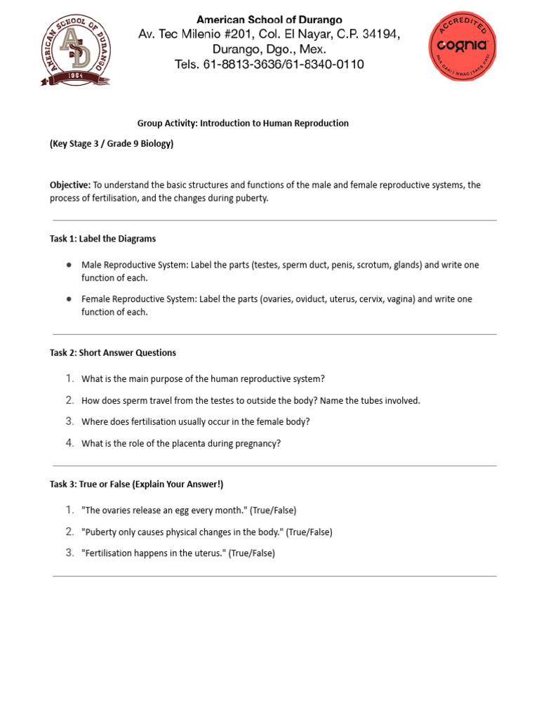 Grade - 9 Human Reproduction | PDF