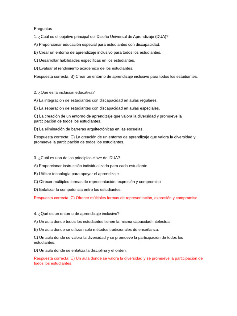 Preguntas | PDF | Enseñando | Aprendizaje