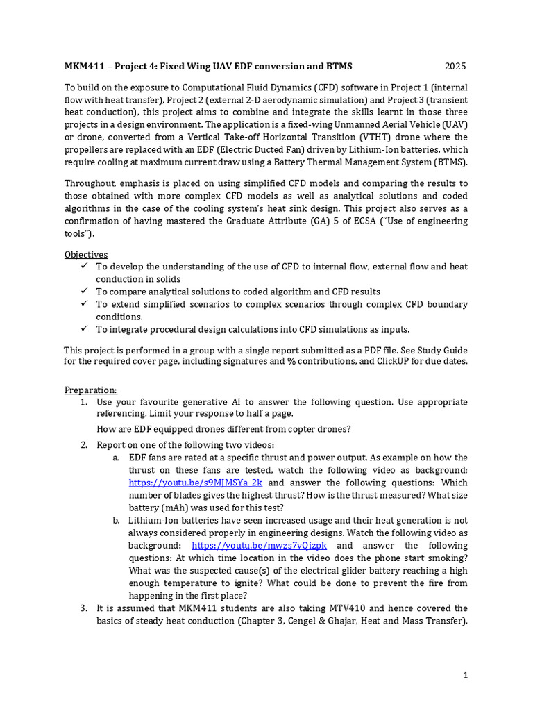MKM411_Project4_2025_19May | PDF | Lift (Force) | Heat Transfer