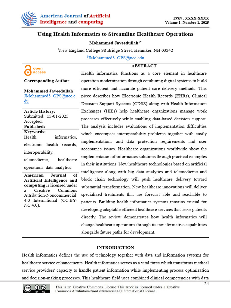 Using Health Informatics To Streamline Healthcare Operations | PDF ...