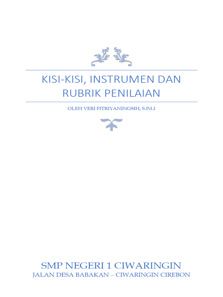 5. KISI-KISI, INSTRUMEN DAN RUBRIK PENILAIAN.docx | PDF