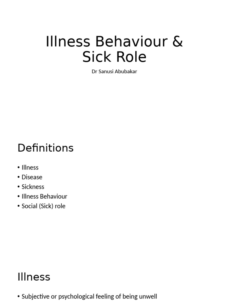 Stages of Illness Behavior and Sick Role | PDF | Deviance (Sociology ...