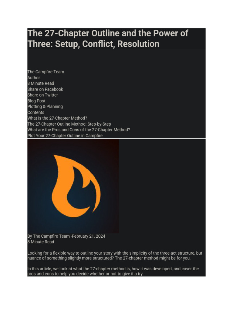 The 27-Chapter Outline and The Power of Three - Setup, Conflict ...