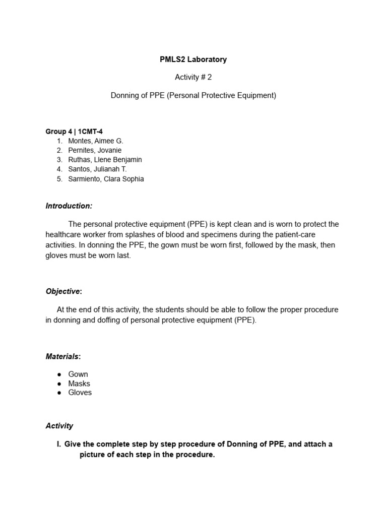 PMLS2 Laboratory Activity # 2 | PDF | Personal Protective Equipment | Hygiene