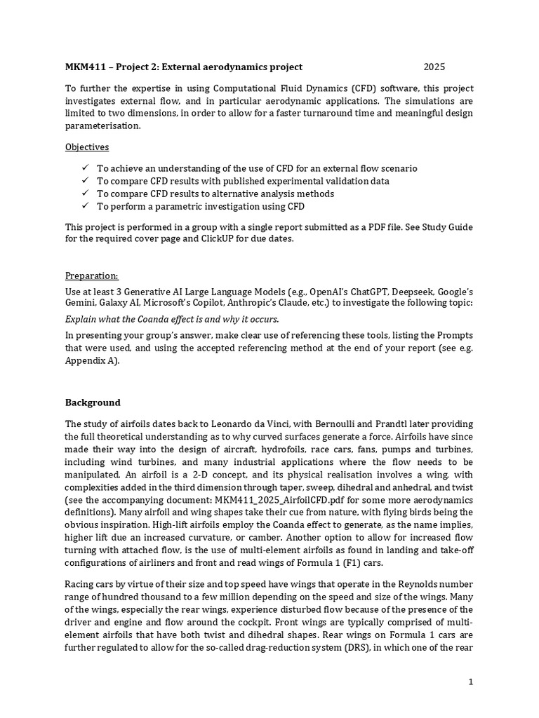 MKM411 Project2 2025 5mar2025 | PDF | Lift (Force) | Airfoil