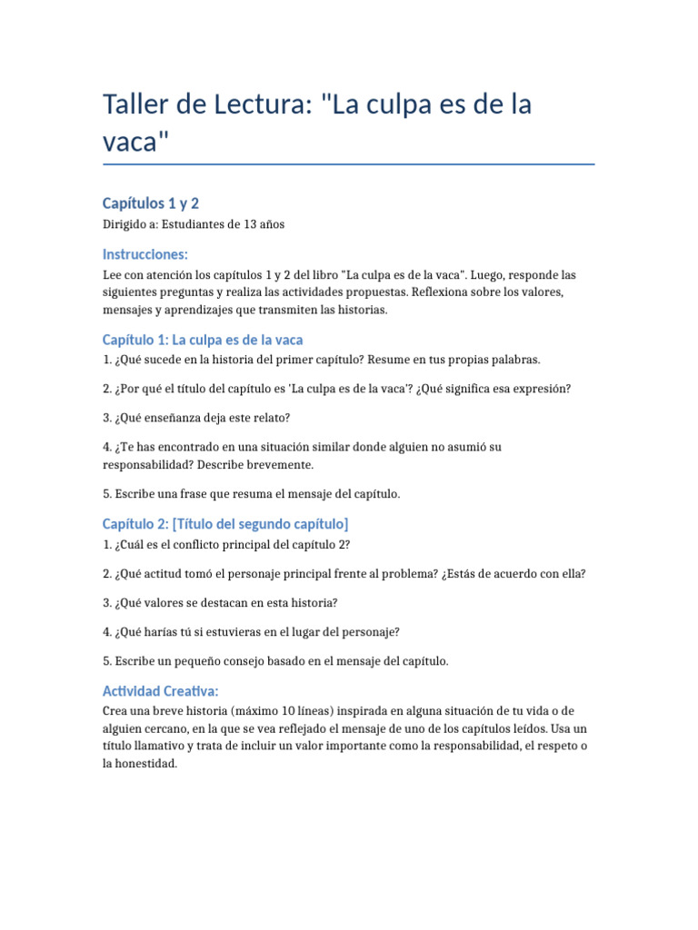 Taller La Culpa Es de La Vaca Cap1y2 | PDF