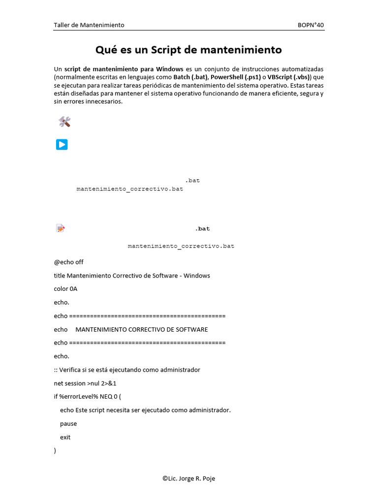 Crear Script de Mantenimiento | PDF | Lenguaje de escritura | Software ...