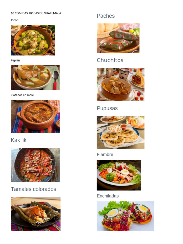 10 Comidas Tipicas de Guatemala | PDF