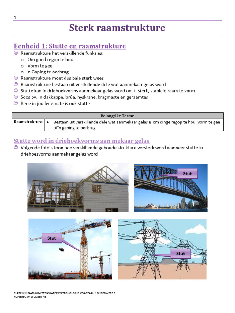 Graad 4 NWT Kwartaal 2 Sterk Raamstrukture | PDF