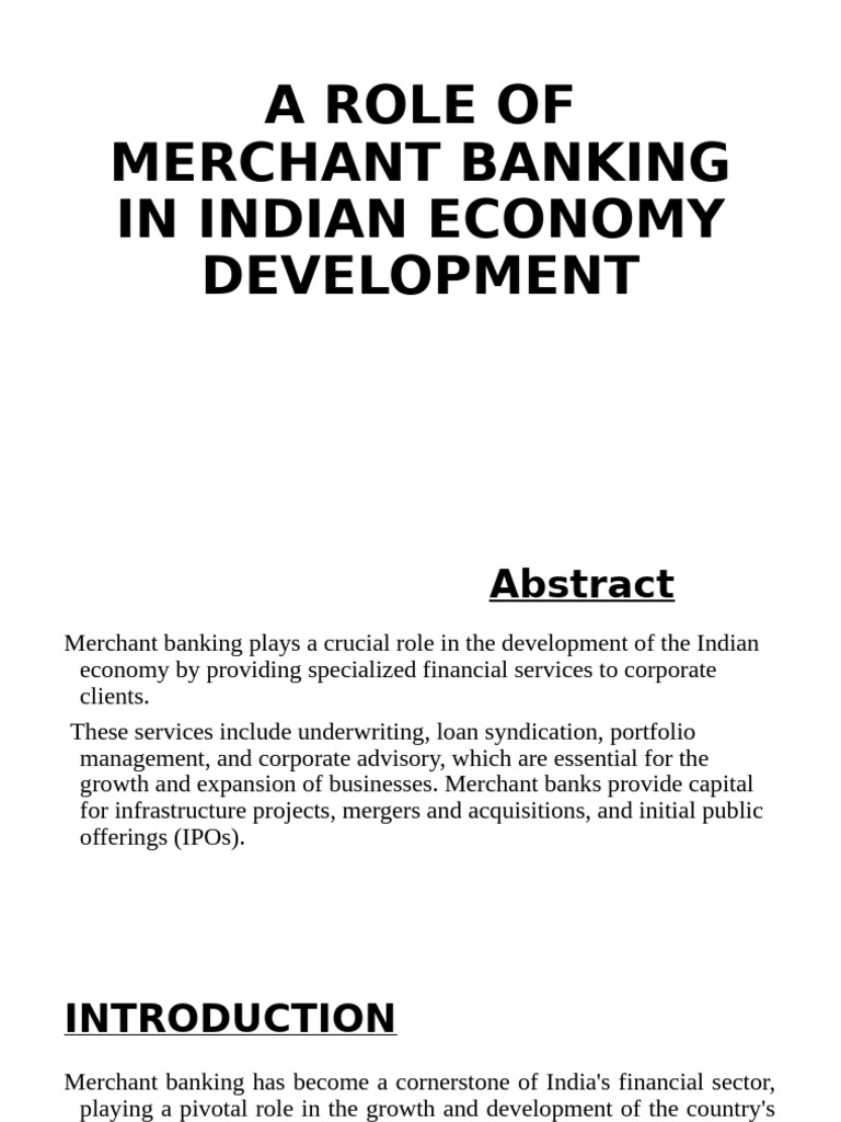 A Role of Merchant Banking in Indian Economy Review 2 | PDF | Banks ...