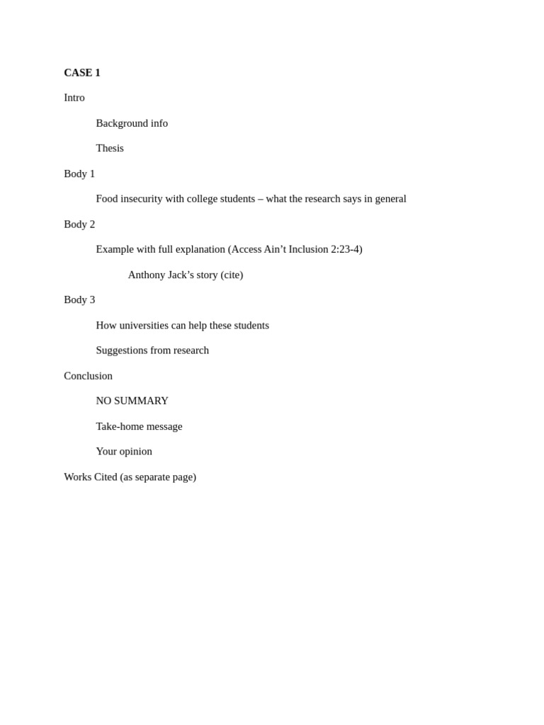 Access Ain't Inclusion Essay Outline Jan 11 | PDF