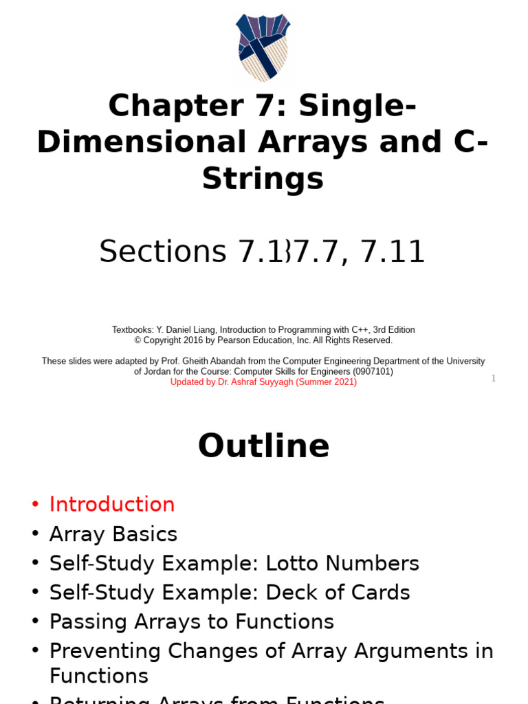 07 Singl Dim Arrays And C Strings Pdf Namespace Software Engineering
