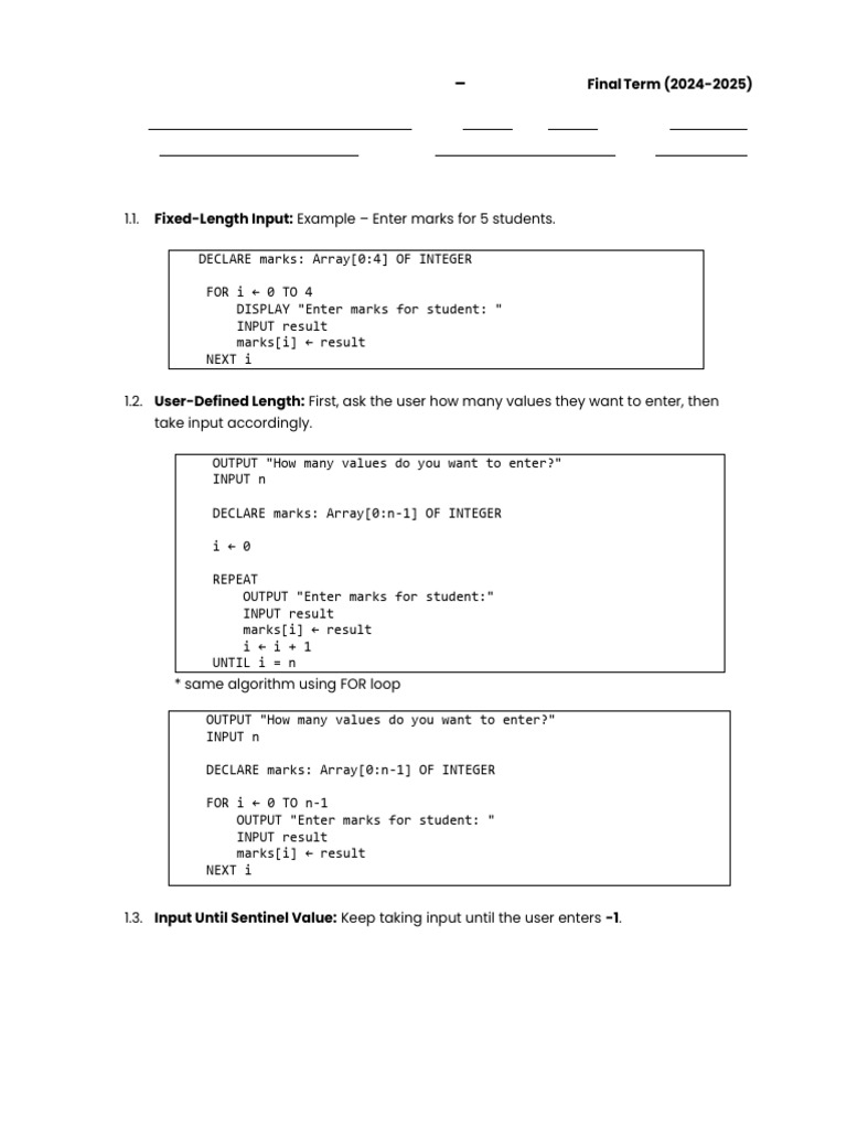 Ix p2 Final Term Handout 3 | PDF | Computing | Algorithms And Data Structures