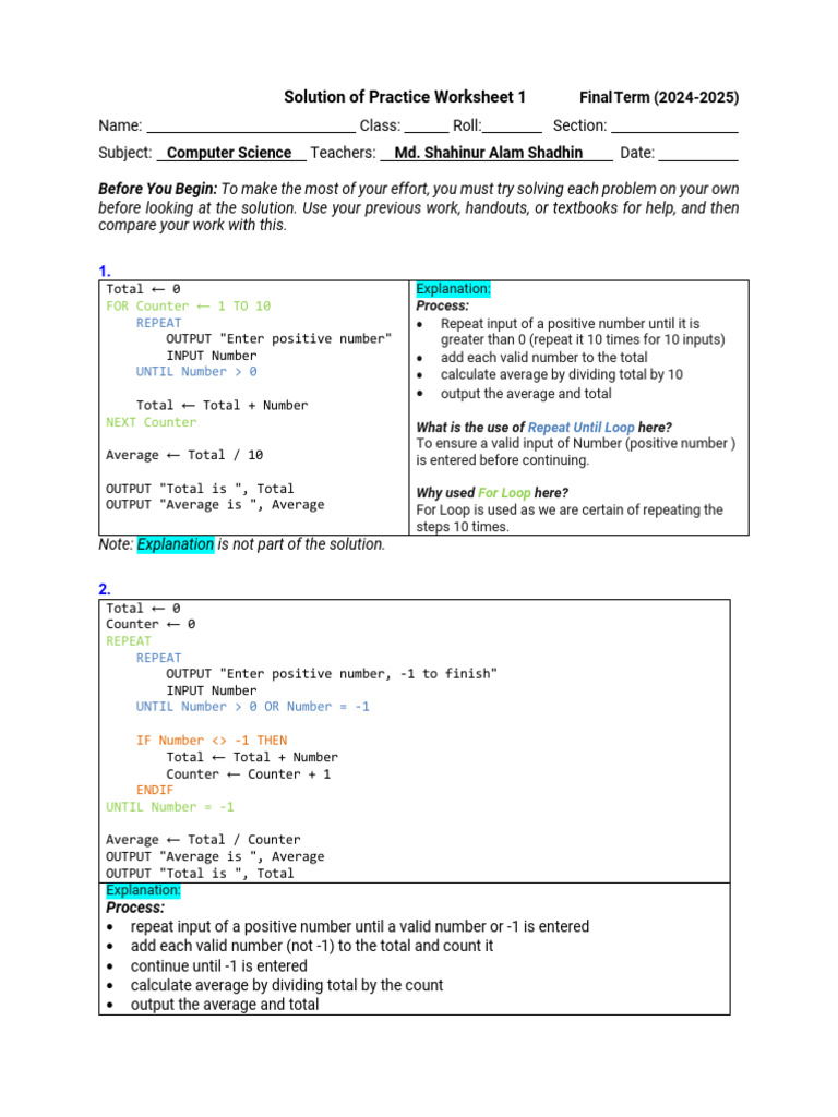 ix p2 Solution Practice Worksheet 1 | PDF | Algorithms And Data Structures | Algorithms