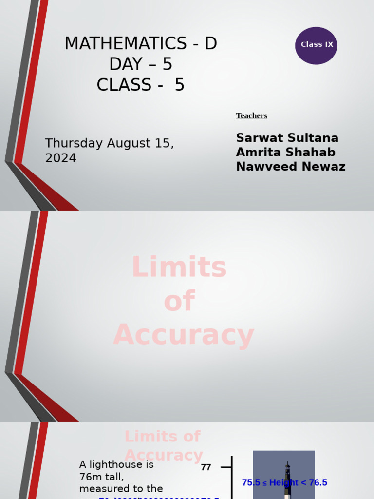 Class 5 Bounds Limit of Accuracy | PDF